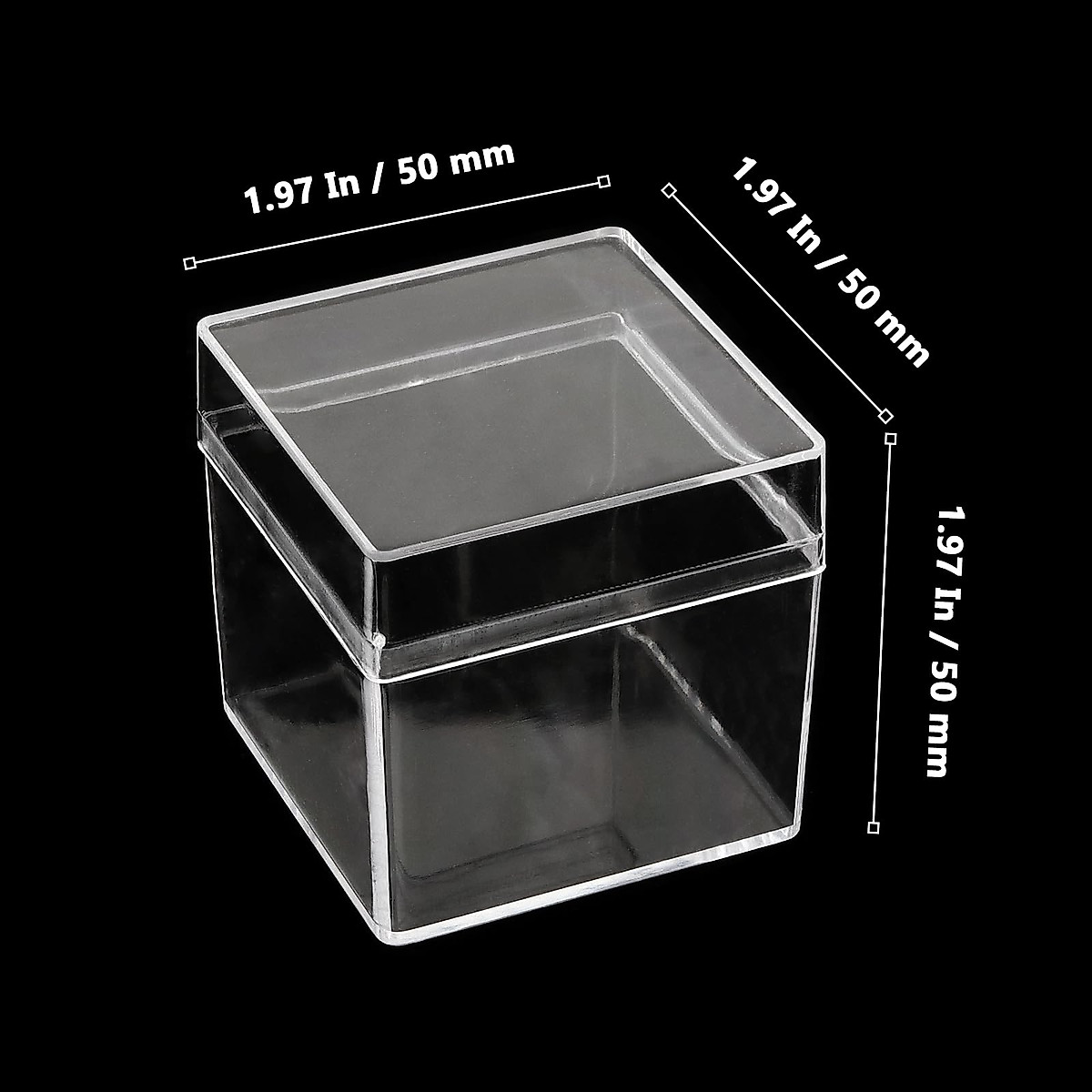 MUKLEI 45 Pack Plastic Square Cube, 2 × 2 × 2 Inches Clear Candy Cubes with Separate Lid, Mini Clear Container for Cosmetics, Bead, Makeup, Jewelry, Candy, Party Favor