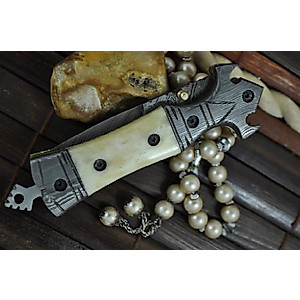 Perkin - Handmade Damascus Hunting Knife - Beautiful Folding Knife