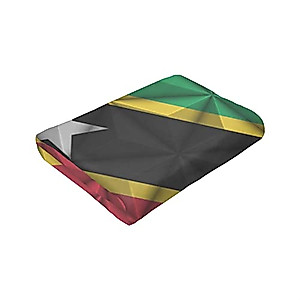LIICHEES Anti-Pilling Polygon Effect of The Flag of St. Kitts and Nevis Blanket Comfortable Flannel Throw Blanket 80"x60" Bedroom Living Room Blanket