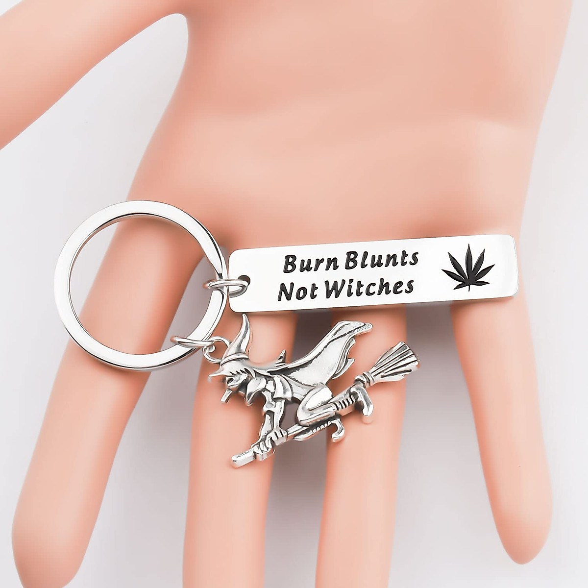 Gzrlyf Burn Blunts Not Witches Keychain Marijuana Gifts for Witches Smoking Weed Gifts (Keychain)
