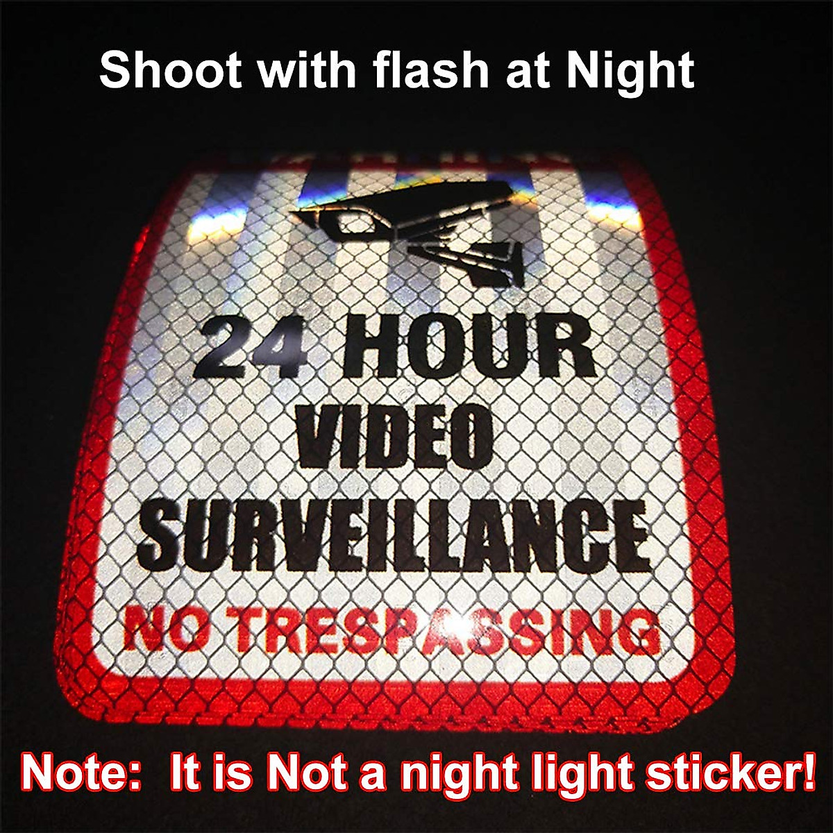 5-Pack Video Surveillance Sign Stickers, Self-Adhesive Vinyl Decal Camera Alarm System Stickers, 24 Hour Security Warning Signs, Reflective Private Property No Trespassing Sign, Indoor & Outdoor Use.
