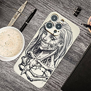 Shegazzi Compatible with iPhone 14 Pro Max Case, Halloween Skull Skeleton Phone Case for Apple iPhone 14 Pro Max, Slim TPU Liquid Silicone Phone Case Full Body Protective Cover