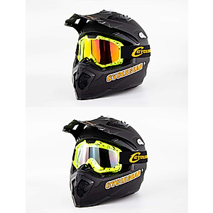 DPLUS Motorcycle Goggles , Dirt Bike ATV Goggles Anti-UV Adjustable Riding Offroad Protective Combat Tactical Military Goggles for Men Women Kids Youth Adult (Yellow Transparency)