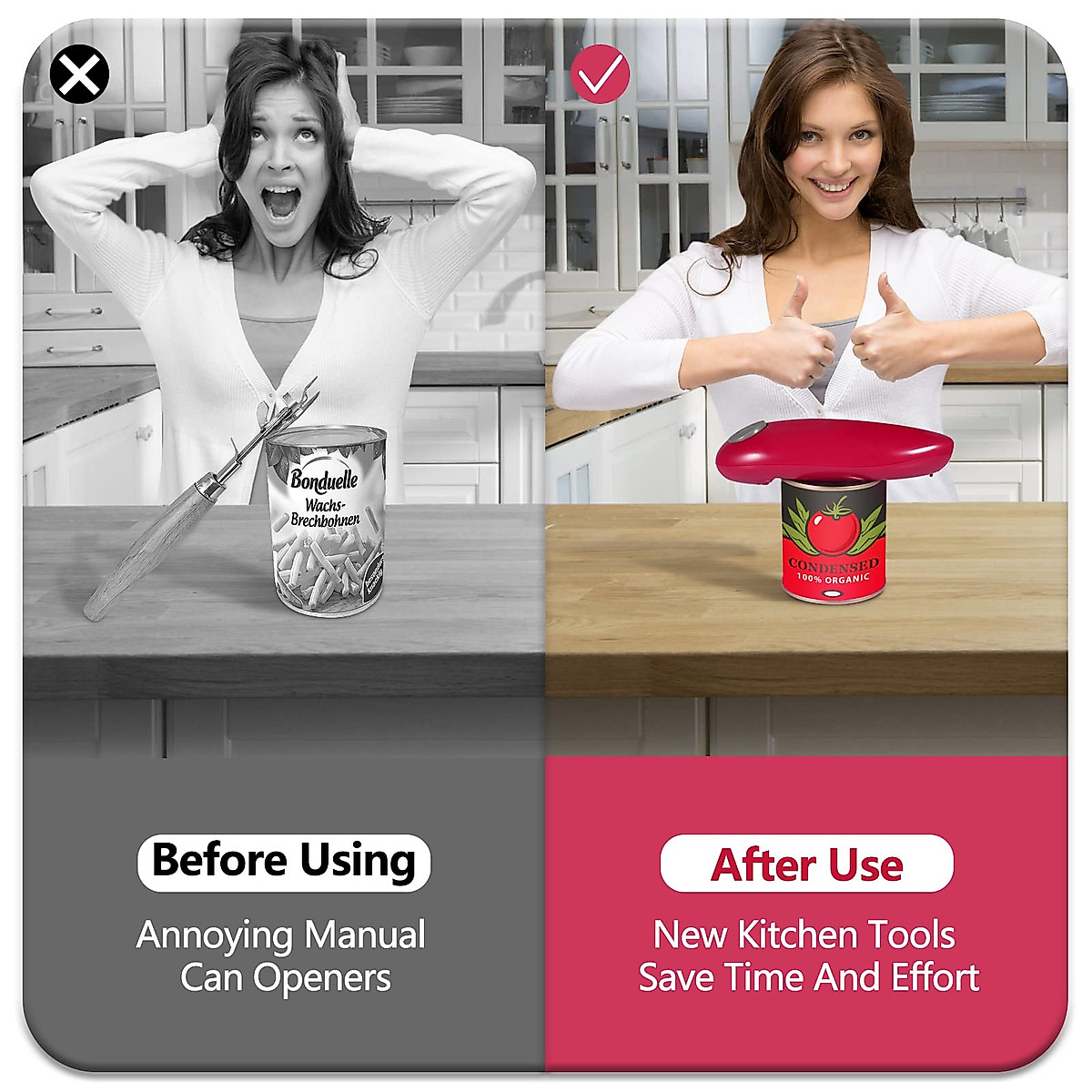Electric Can Opener, Open Your Cans with A Simple Push of Button, Automatic Can Opener Smooth Edge, Electric Can Openers for Kitchen Arthritis and Seniors, Best Kitchen Gadget for Almost Size Can