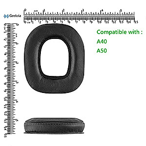 Geekria QuickFit Protein Leather Replacement Ear Pads for Astro A40 TR A50 Headphones Earpads, Headset Ear Cushion Repair Parts (Black)