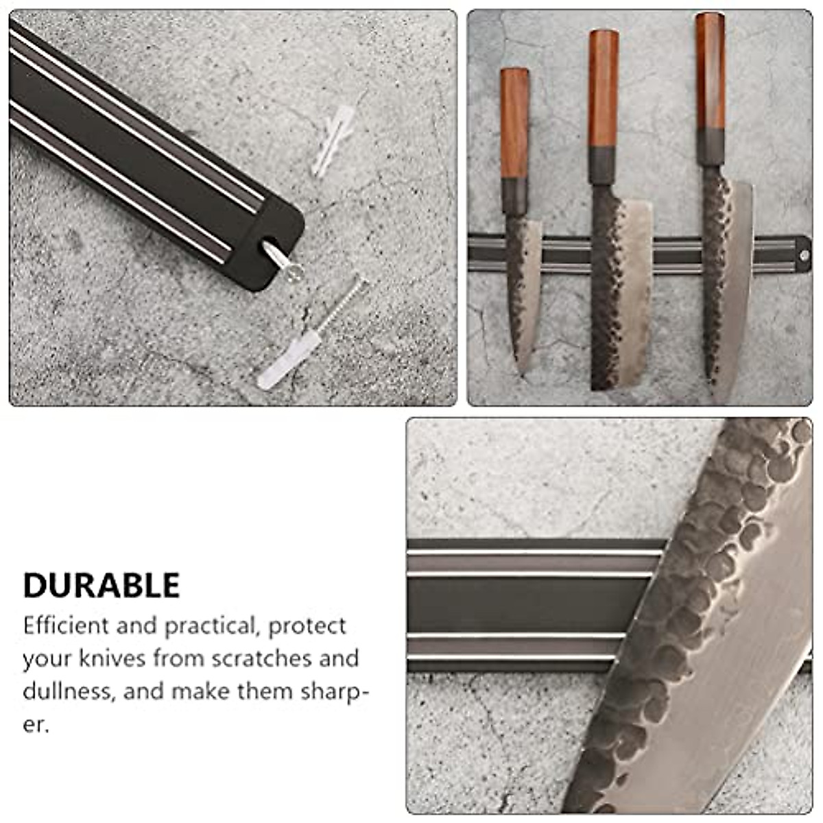 Housoutil Magnetic Tool 2pcs Kitchen Magnetic Knife Block Holders Racks Stainless Steel Magnetic Stands Multifunctional Storage Knife Holders Magnetic Tools