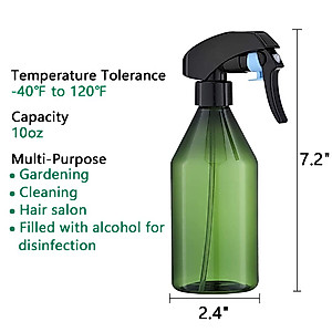Tennedriv Green Water Spray Bottle for Plants, Plant Mister Spray Bottle, Mist Spray Bottles, Water Mister Spray Bottle for Plants, Succulents, Flowers Pet and Cleaning Solution, BPA Free, 10oz