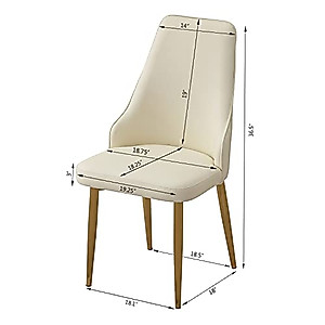 Runboll Modern Dinner Chairs Set of 2 PU Leather Accent Chairs with Metal Legs for Kitchen, Dining, Bedroom, Living Room