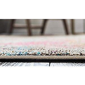 Unique Loom Chromatic Collection Modern Colorful & Vibrant Abstract Area Rug For Any Home Décor (8' 0 x 10' 0 Rectangular, Beige/ Pink)