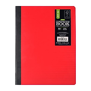 Pen + Gear 5 Pack Poly Composition Notebook, 9-3/4" x 7-1/2", Wide Ruled, 80 Sheet