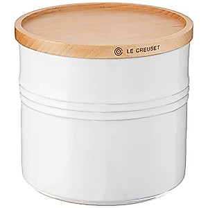 Le Creuset Stoneware Canister with Wood Lid, 1.5 qt. (5.5" diameter), White