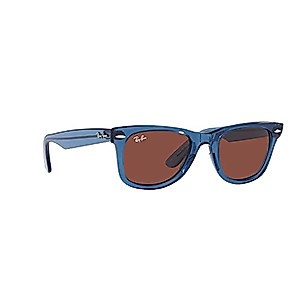 Ray-Ban RB2140 Original Wayfarer Square Sunglasses, Transparent Blue/Red, 50 mm