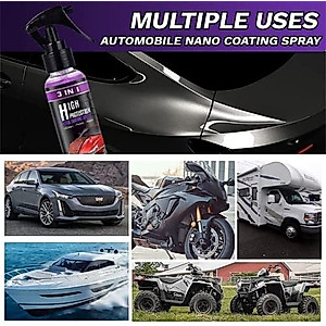 3 in 1 High Protection Quick Car Coating Spray, Ceramic Coating Fortify Quick Coat Car Wax Polish Spray for Cars, Plastic Parts Refurbish Agent, 3 in 1 high protection car coating spray (100 ML, 2PCS)