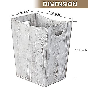 SEHERTIWY Wood Trash Can, Farmhouse Wastebasket Bin for Bathroom, Office, Bedroom, Living Room, Small Square Rustic Garbage Container.