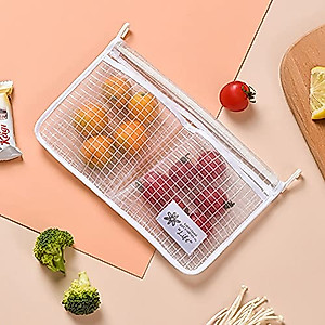 brandname Lanebudd Refrigerator Storage Mesh Bag Hanging Home Kitchen Classification Storage Bag Double Compartment Refrigerator Storage Hanging Bag 2 Pcs,White Blue,Large