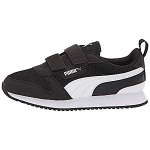 PUMA unisex child R78 Hook and Loop Sneaker, Black/White, 5 Toddler US