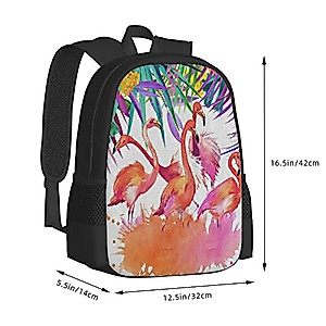 Tropical Flowers Leaves Flamingo Casual Backpack School Bag Laptop Travel Backpack for Men Women