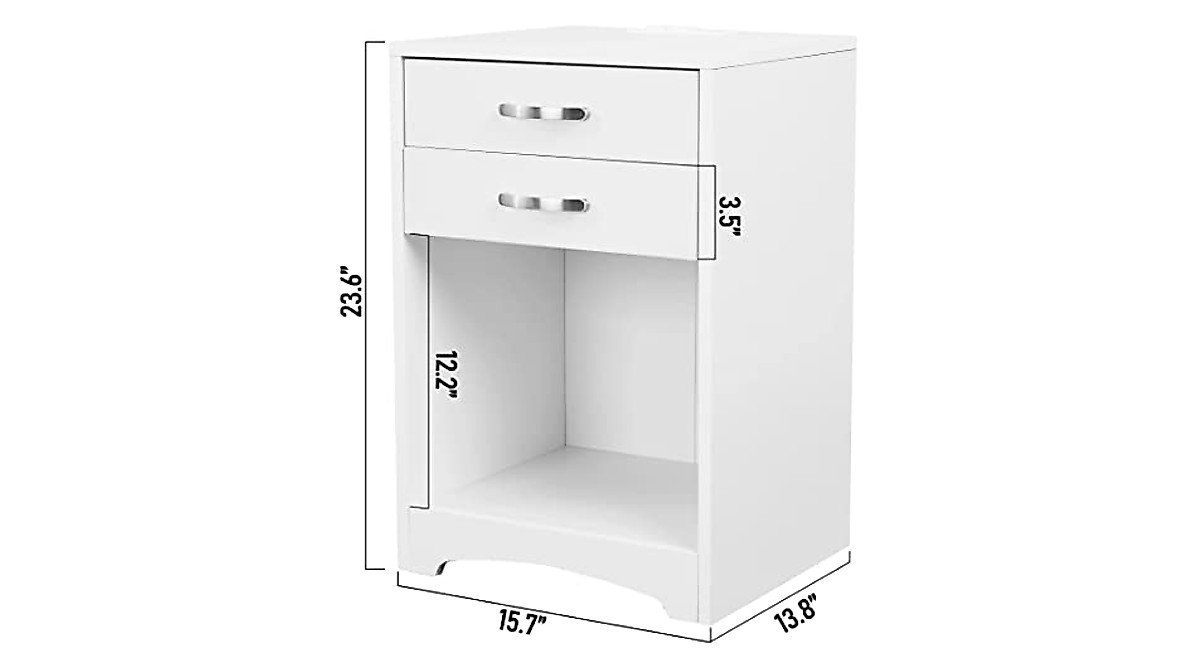 HOSEOKA White Nightstand with Charging Station | Stylish & Functional