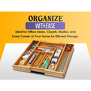 YBM Home Bamboo Cutlery Tray Flatware Silverware Drawer Organizer with 6 Compartments - 341