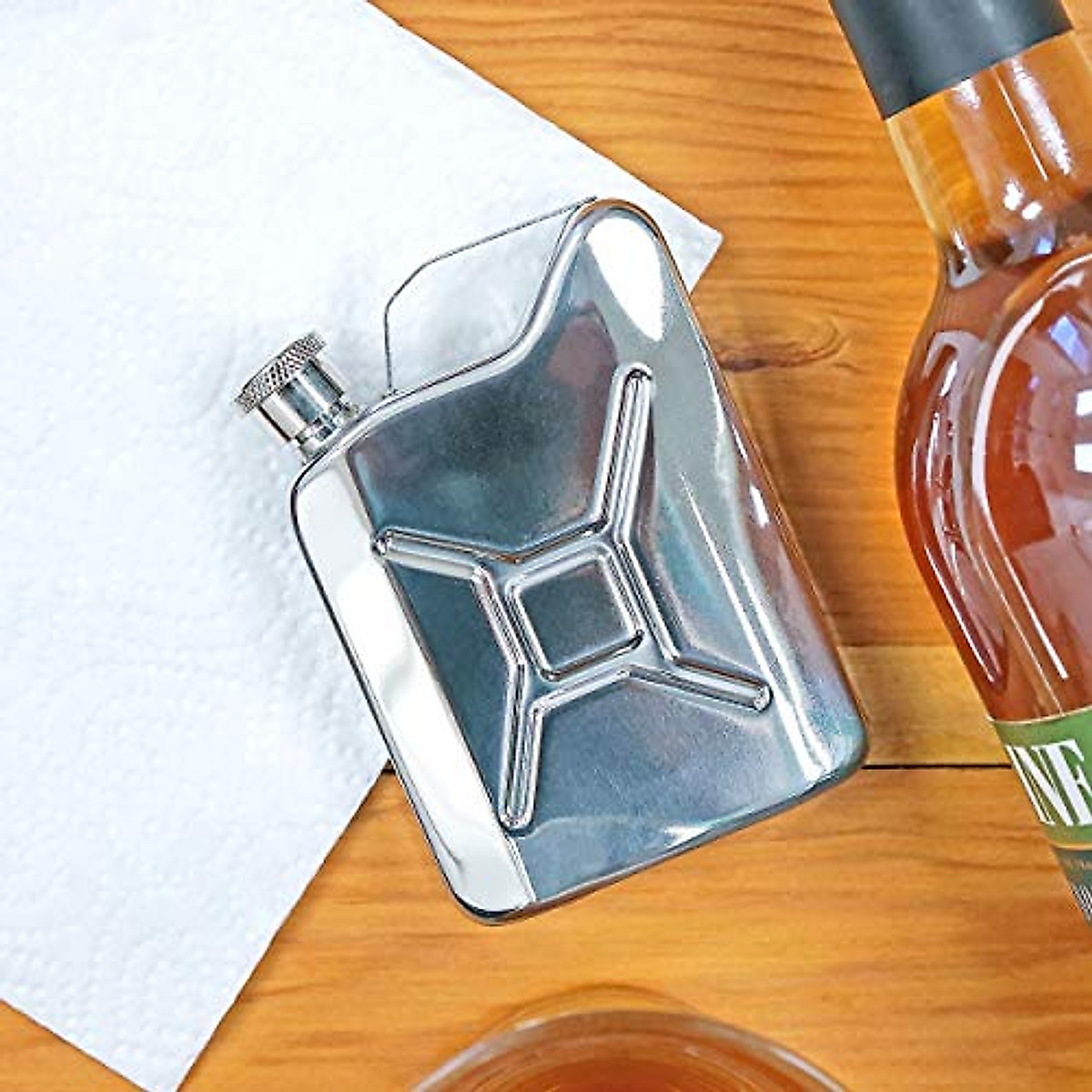 Fairly Odd Novelties Gas Can Flask, 4oz Funny Retro Novelty Drink Holder Gag Gift, 4 oz, Silver