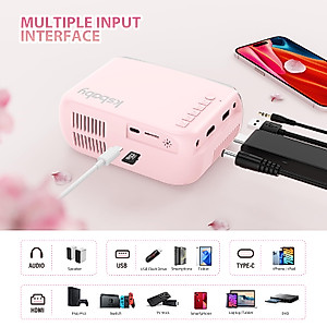 Mini Projector Home Theater Portable Upgrade 1080P Supported, Phone Can Connect to Movie Wirelessly, Compatible with Smartphone/ Tablet/ Laptop/ TV Stick/ USB Drive, mint green (VF270GW)