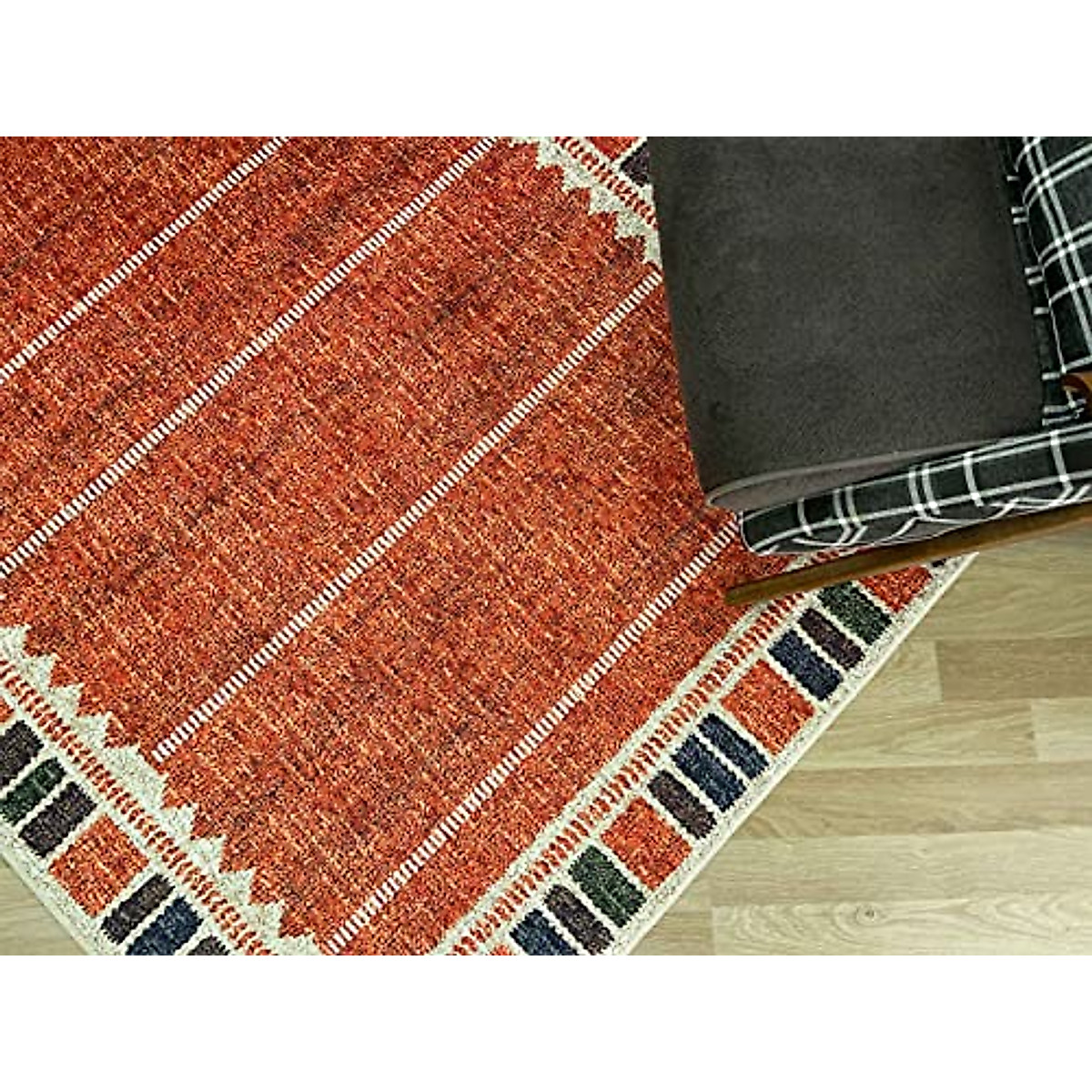 AK RUGS Contemporary Printed Area Rug Gloria Collection Living Room Kitchen Hallway Rug (Orange, 6' x 9')