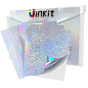 Uinkit 60 Pack Printable Holographic Sticker Paper for Inkjet and laser printer 8.5x11 inches Printable Waterproof Vinyl Sticker,Dries Quickly (60Pack, Variety Pack-5 color)