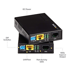 StarTech.com 10/100 VDSL2 Ethernet Extender Kit Over Single Pair Wire, Long Range Repeater, Replaced by VDSL-LAN-EXTENDER-1G