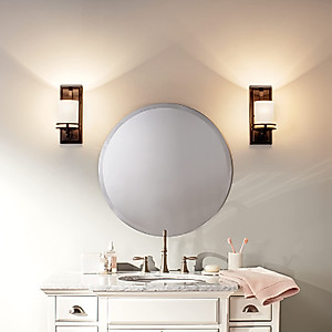 Kichler Hendrik 12" 1 Light Wall Sconce with Light Umber Etched Glass Olde Bronze®