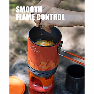 Portable Backpacking Stove WILD-WIND X0 Lightweight Camping Stove Cooking System 1 Liter Pot, One-Piece Design Camp Stove Propane for Hiking, Fishing, Hunting Emergency & Survival (organe)
