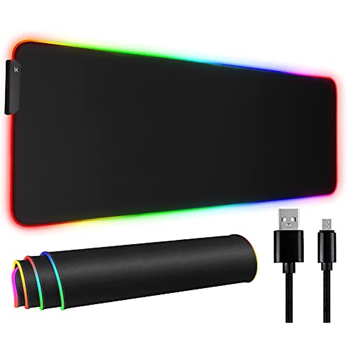 31.5"X12" RGB Gaming Mouse Pad, Large LED Mousepad with 11 Lighting Modes, Soft Non-Slip Rubber Base Mouse Mat for Computer Desk Keyboard, Waterproof XL Gaming Mousepad.