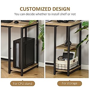 HOMCOM 78.75 Inches Double Computer Desk for Two Person, Extra Long Home Office Desk with Monitor Shelf and CPU Stand, Brown