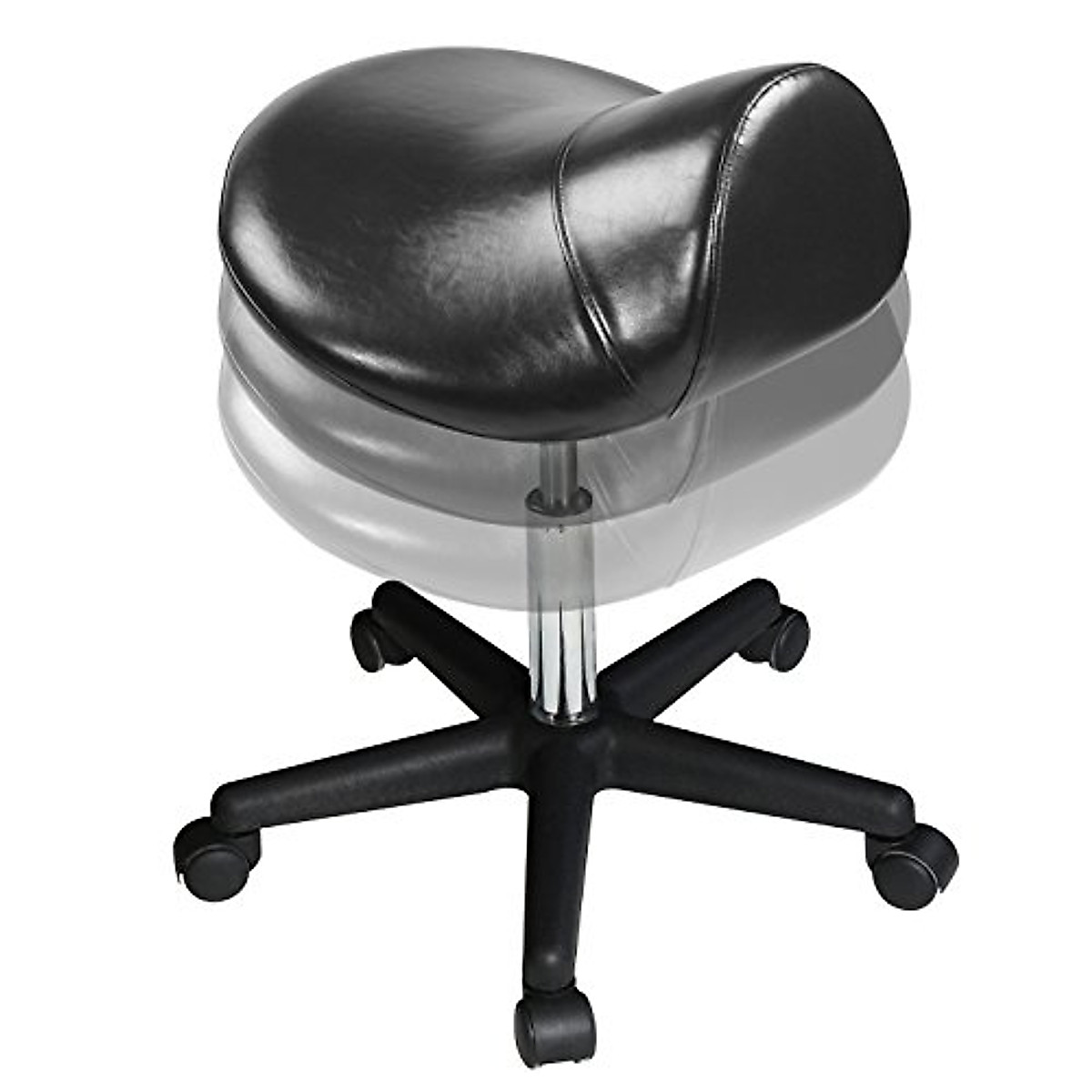Master Massage Equipment Ergonomic Swivel Saddle Rolling Hydraulic Stool in Black for Clinic, Spas, Salons, Debtists, Classrooms, Home, Office