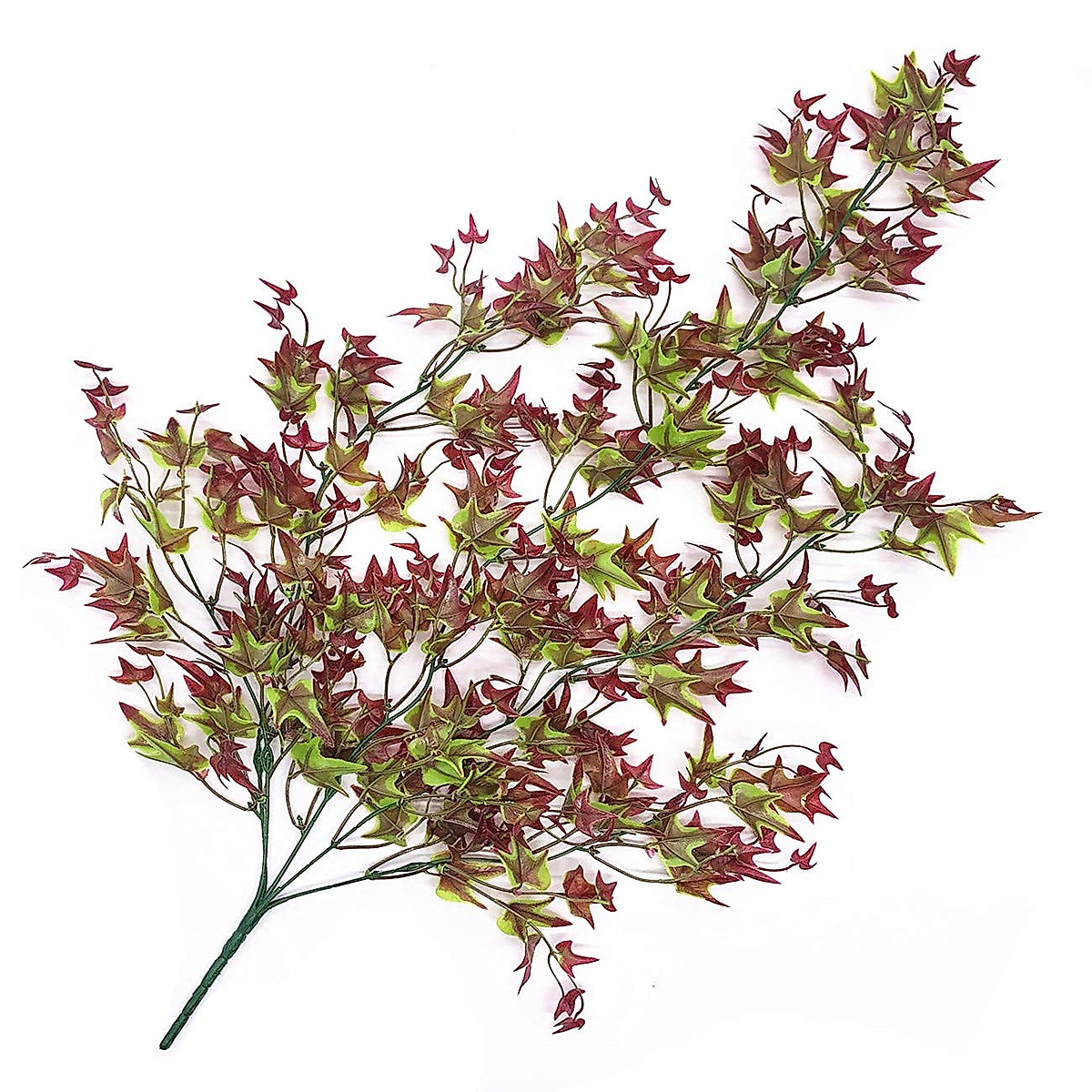 Fake Hanging Plants Artificial Vine, Plastic Ivy Greenery Christmas Garland Faux Vines Grass Flowers Leaves Home Garden Outdoor Indoor Party Wedding DIY Bedroom Wall Decor Decoration - Red 2 Bundles