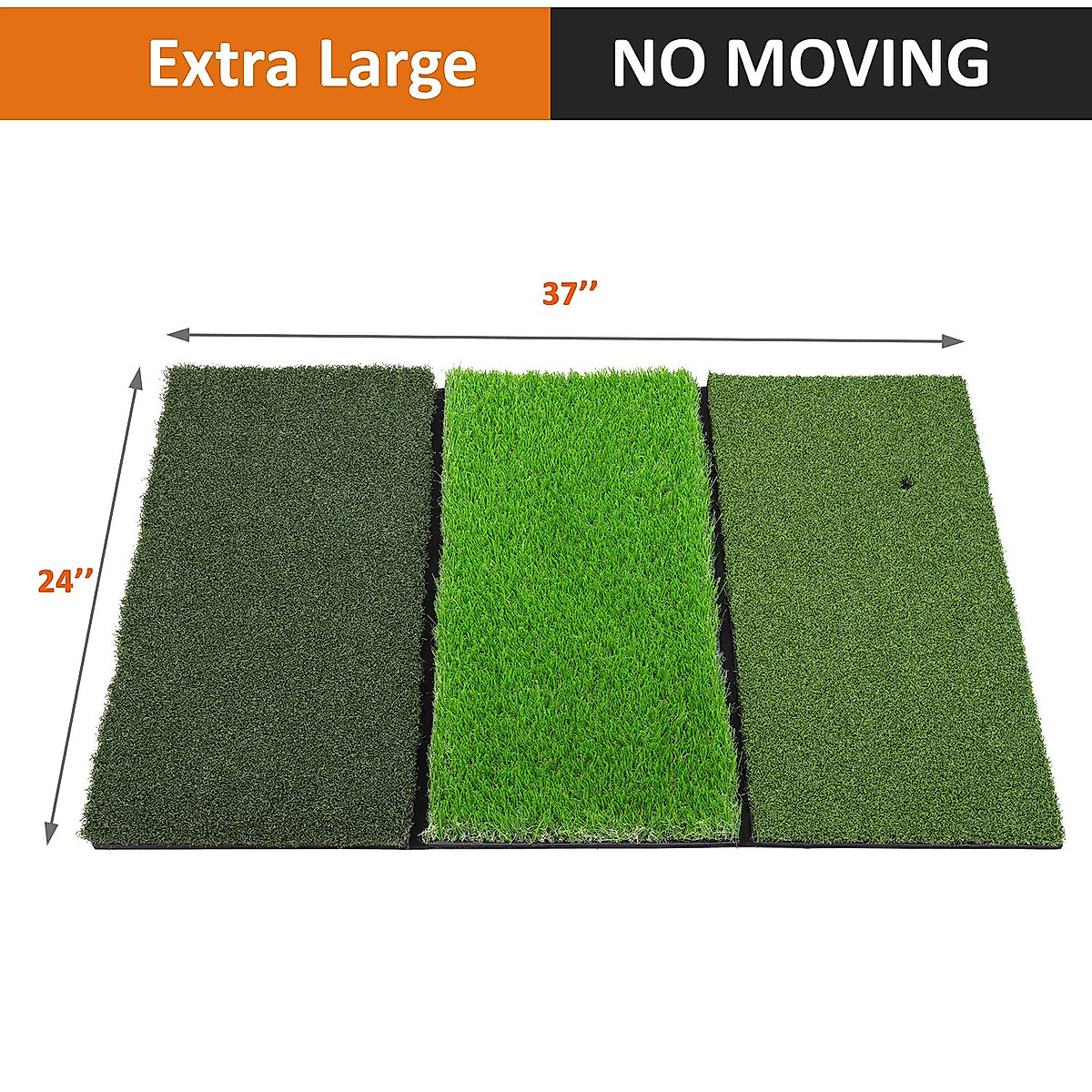 SkyLife 3-Turf Golf Hitting Grass Mat 24’’ x 37’’, Portable Training Fairway Rough TEE Turf, Driving Chipping Putting Golf Equipment, Home Backyard Garage Outdoor Practice (XL 24’’ X 37’’)