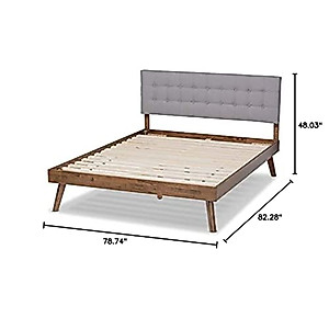 Baxton Studio Beds (Platform), King, Light Grey/Walnut