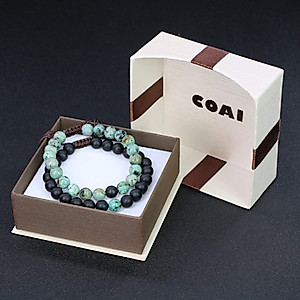 COAI You Complete Me Onyx African turquoise Stone Bracelets for Couples