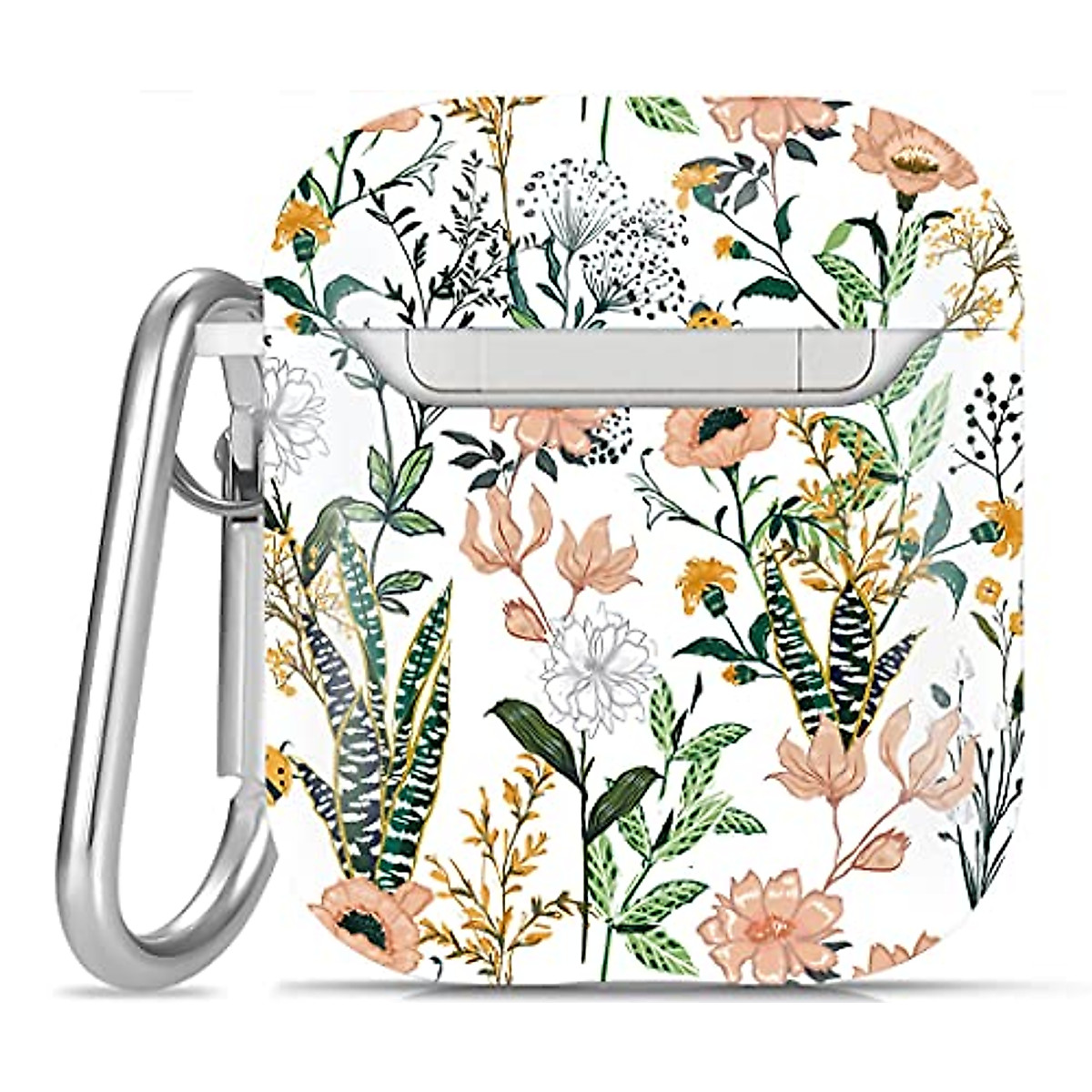 AirPods Case Flower, Olytop Cute Hard Ladybugs Women Apple Airpods 2 & 1 Cover Case Protective Shockproof iPods Cover Skin Girls with Keychain for Apple 2nd 1st Gen - Flower/Cactus