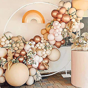 162 piece Dusty Retro Colors Balloon Arch double stuffed with a balloon arch garland kit, Retro Dusty Pink, Retro Apricot, Matte cream peach and chrome rose gold