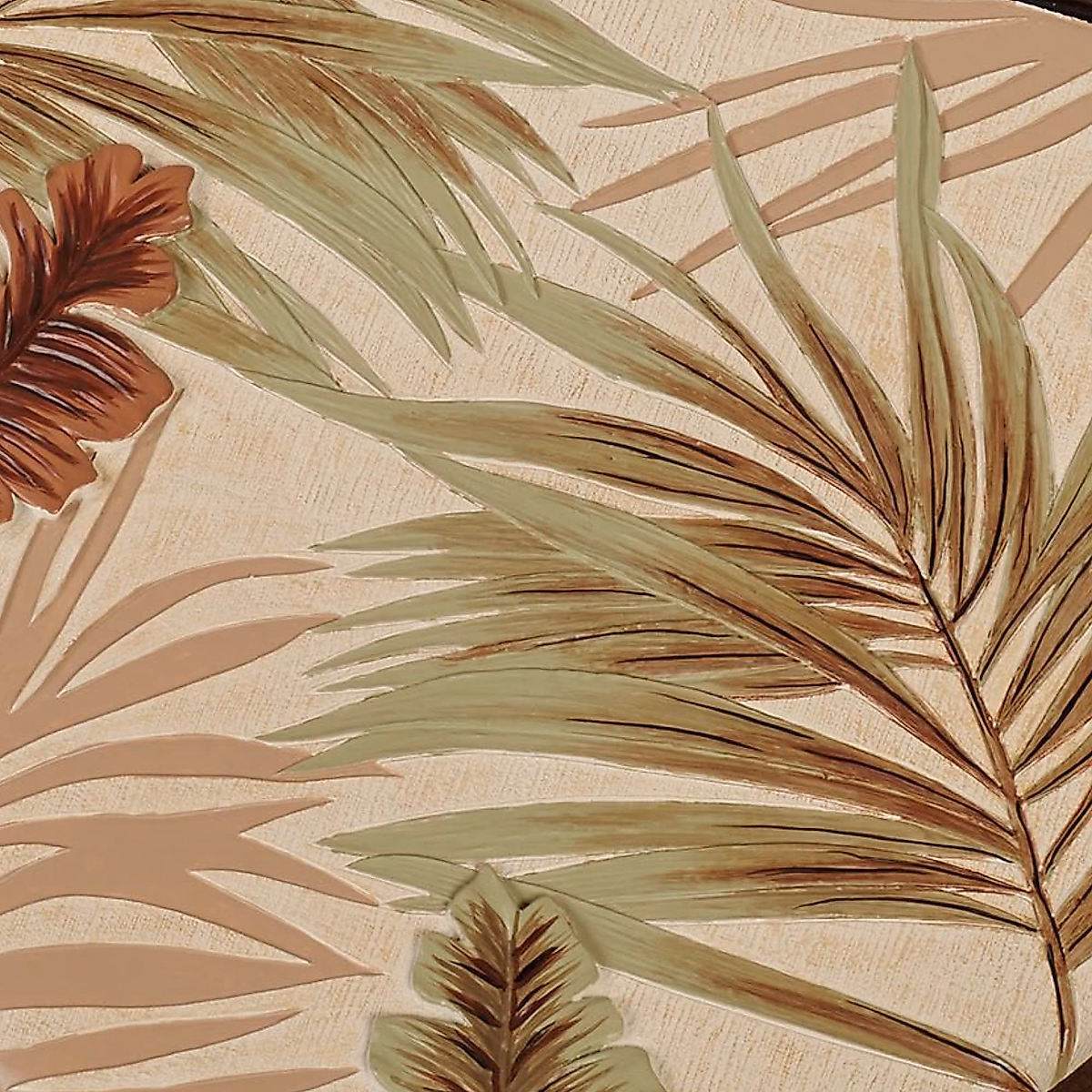 Touch of Class Key West Elongated Toilet Seat Multi Warm - Tropical Style Decor - Painted by Hand - Metal Hinges Rust Resistant - Dimensional Leaves Design - Island Decor for Bathroom