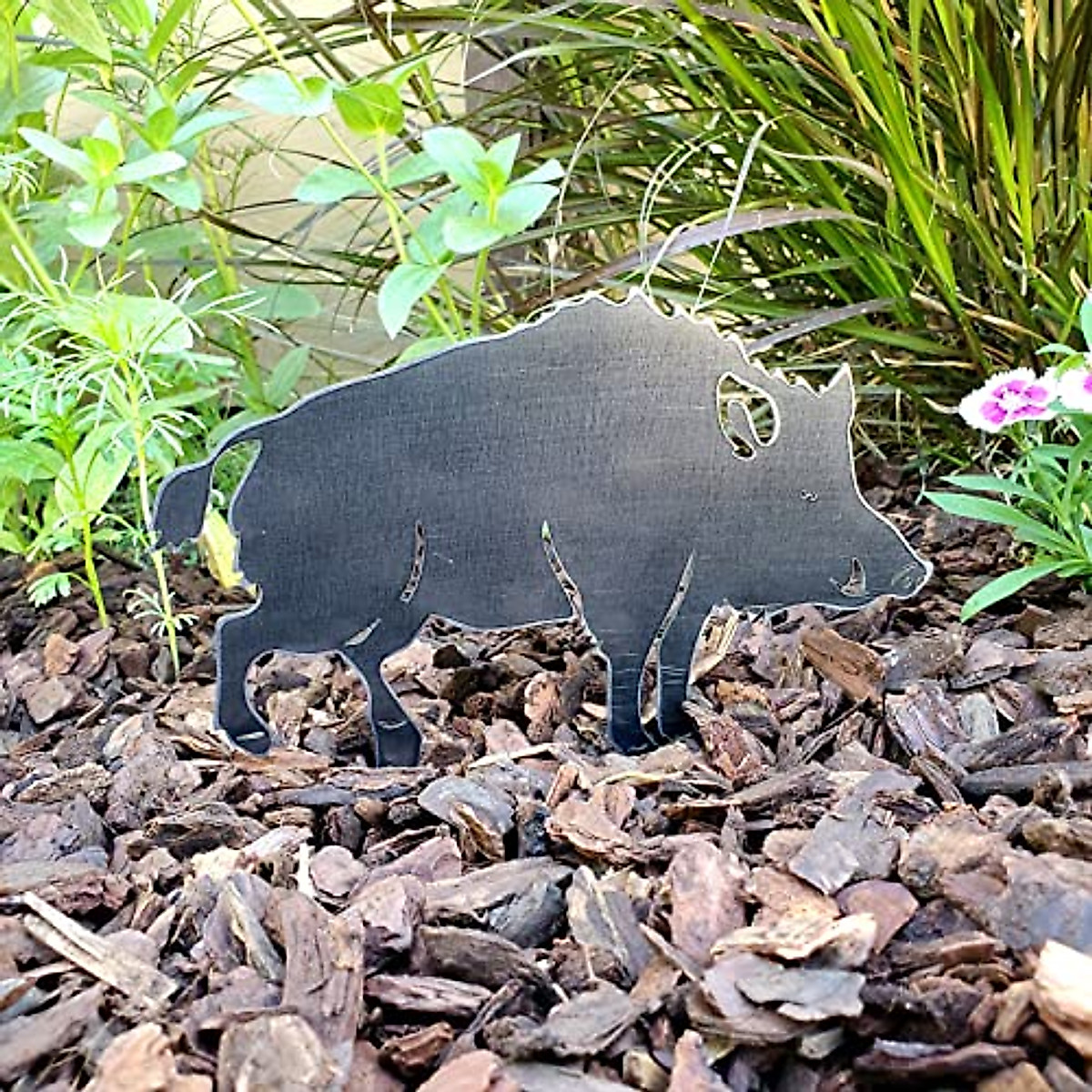 Metal Wild Boar Garden Stake, Small Javelina Southwestern Desert Peccaries, Rusty Garden Yard Art, Cute Western Wild Pig Gift