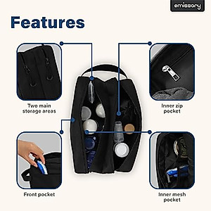 emissary Travel Toiletry Bag for Men, Water Resistant Travel Bathroom Bag Men's Shaving Kit, Dopp Kit for Men, Waterproof Toiletry Bag, Shaving Bag, Hygiene Bag, Mens Toiletry Travel Bag - Black