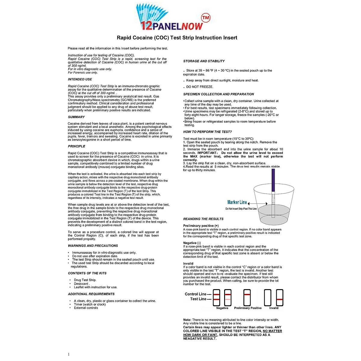 COC Urine Test Strips, Easy-Use, One Step, Fast and Accurate Results! [25 Pack]
