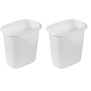 Rubbermaid Vanity Trash Can/Wastebasket, 1.5-Gallons/6-Quarts, White, Small Bathroom/Bedroom/Office Trash can, Fits Under Desk/Sink (Pack of 2)