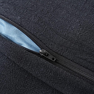 Linen Fringed Throw Pillow Cover - Soft Cozy Boho Cushion Covers with Tassel for Couch Sofa Farmhouse Natural Decor Burlap Pillowcase, Black 18x18 inches