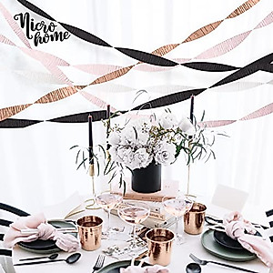 NICROHOME Party Decorations, 8 Rolls Rose Gold Crepe Paper, Party Streamers for Graduation, Wedding, Birthday, Anniversary, Baby Shower, 82 ft