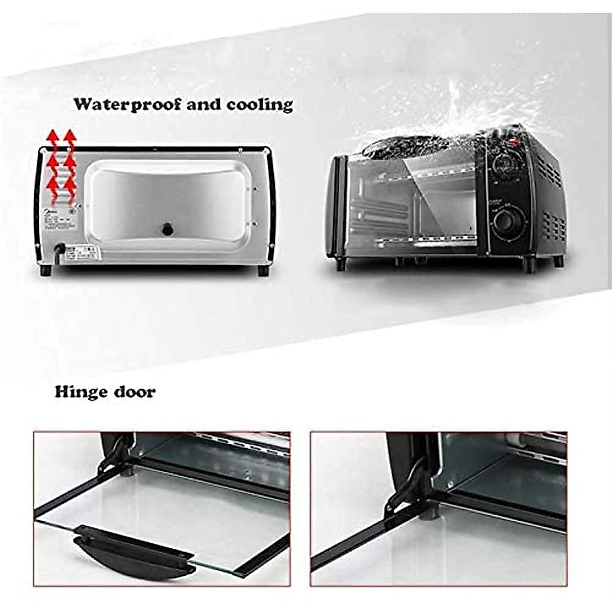 Tabletop Electric Oven 10L Mini Electric Oven Multifunctional Baking Oven Pizza Cake Roast Steak Chicken Cake Bread Tart Maker for Household