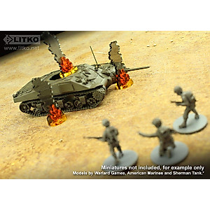 LITKO Flaming Wreckage Marker | Burning Wreckage | Miniature Wargame Fire Marker | Compatible with DND, Pathfinder, TTRPG, Flame of War, Bolt Action, and Other Miniature Games (Medium)