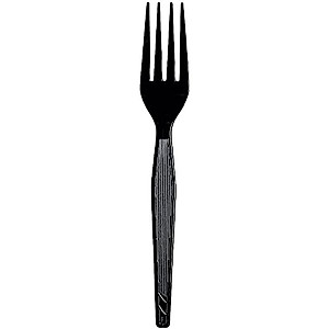 Dixie FH517 Plastic Cutlery, Heavyweight Forks, Black, 1000/Carton