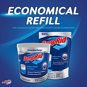 DampRid Refill Bag, 42 oz., 4-Pack - Fragrance Free Moisture Absorbers for Rooms with Excess Humidity, Long-Lasting, Inhibits Mold & Mildew